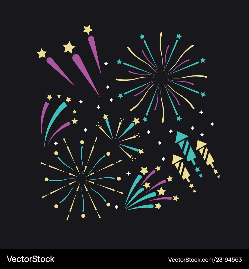 Night firework decoration to celebration holiday Vector Image