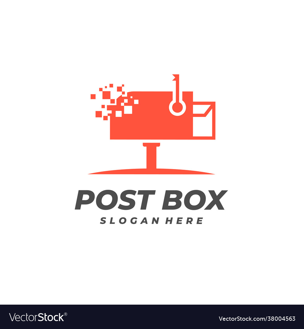 Pixel post box logo template creative Royalty Free Vector