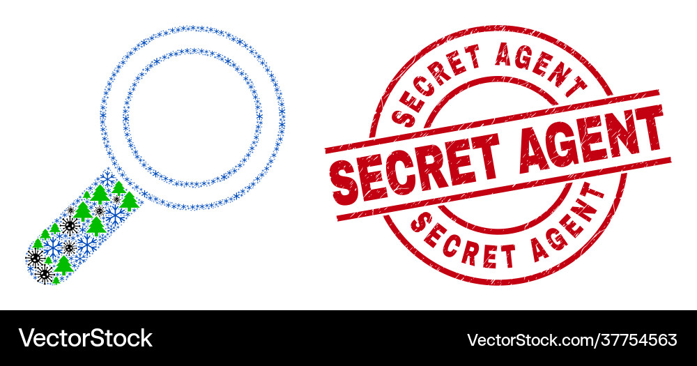 Secret agent grunge stamp and magnifier tool Vector Image