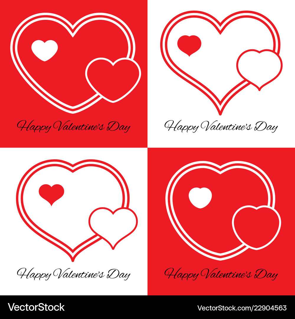Set of four three hearts Royalty Free Vector Image