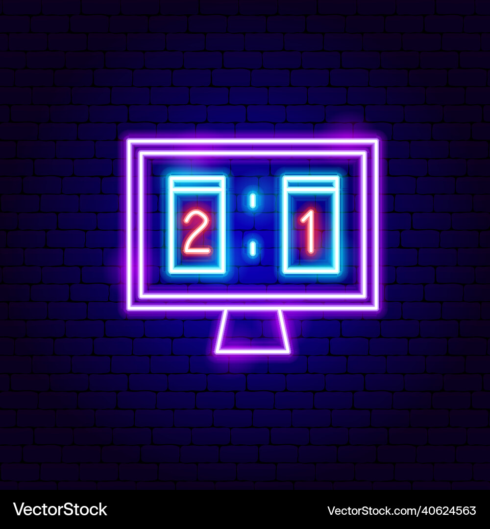 Soccer score neon sign Royalty Free Vector Image