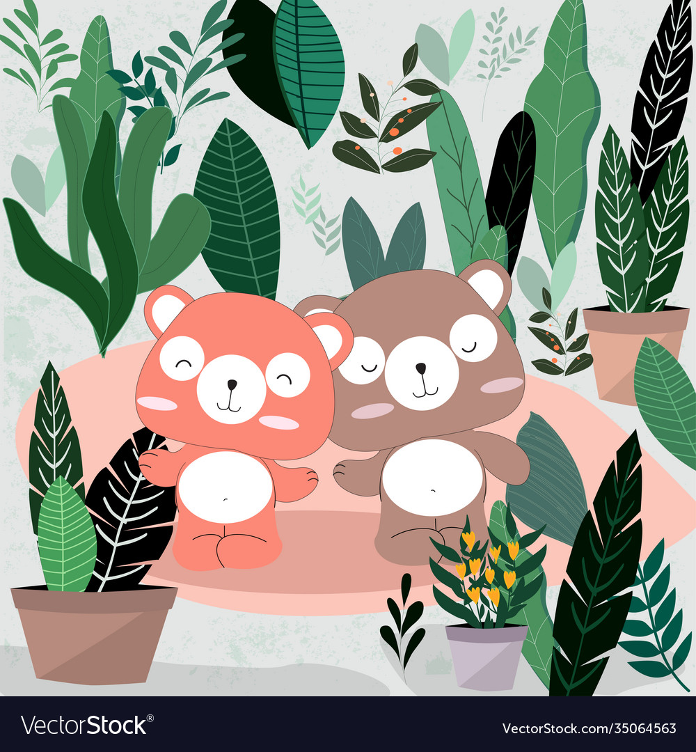 Teddy bear in flower garden Royalty Free Vector Image