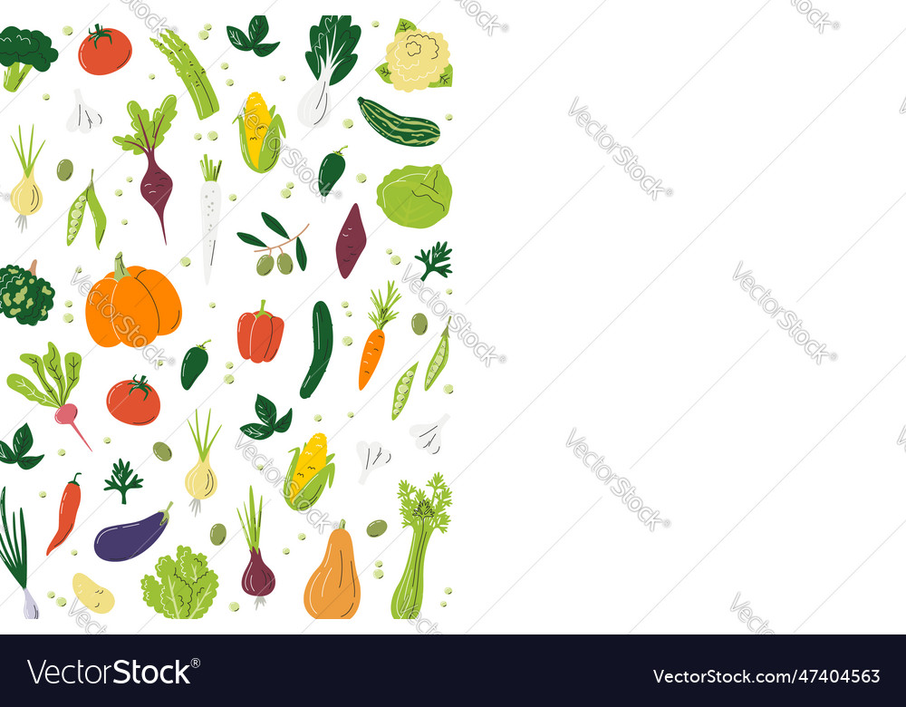 Vegetables left side design concept rectangle Vector Image