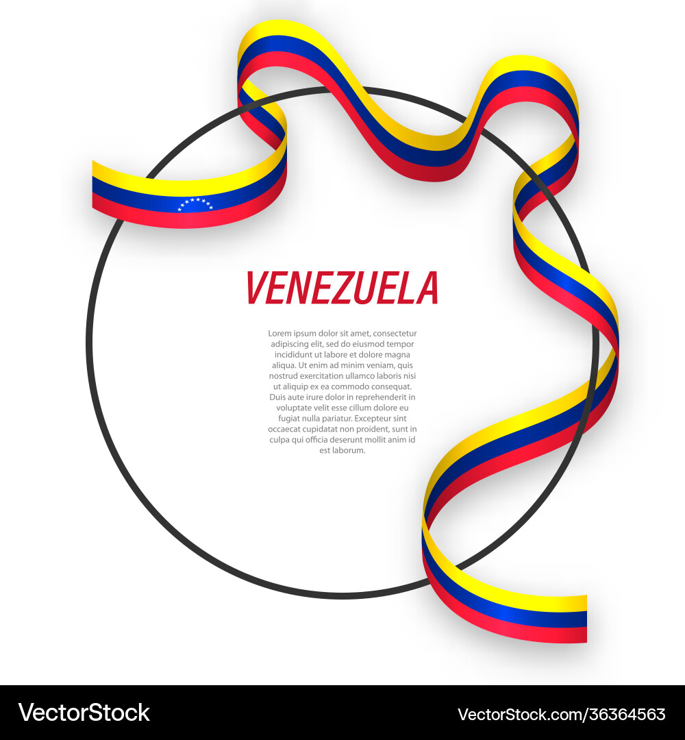 Waving ribbon flag venezuela on circle frame Vector Image