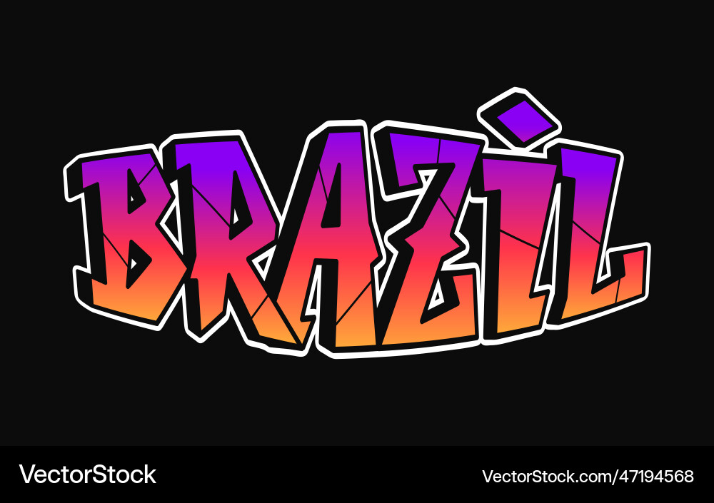 Brazil - single word letters graffiti style Vector Image