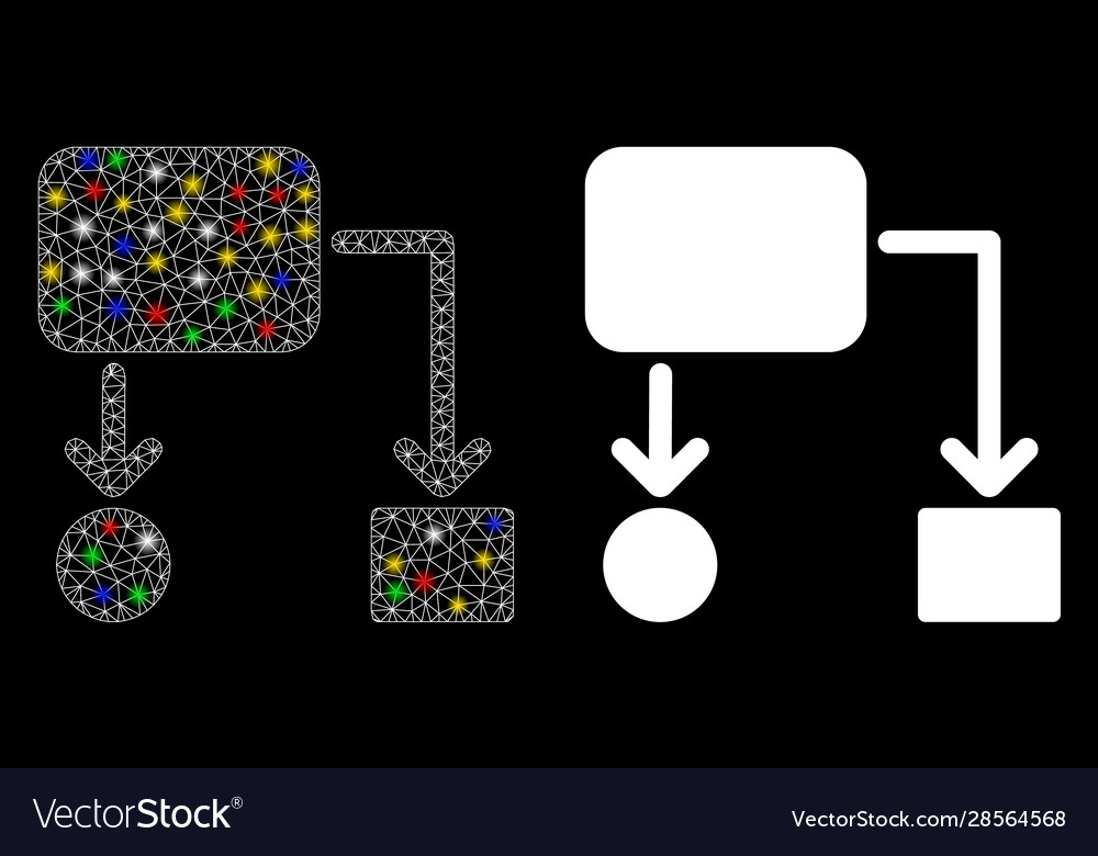 Bright mesh network flow chart icon with flare Vector Image