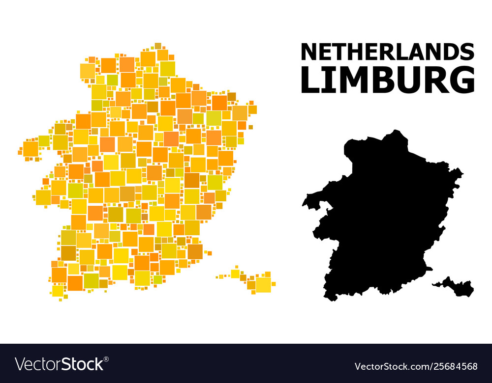 Gold square mosaic map limburg province Royalty Free Vector