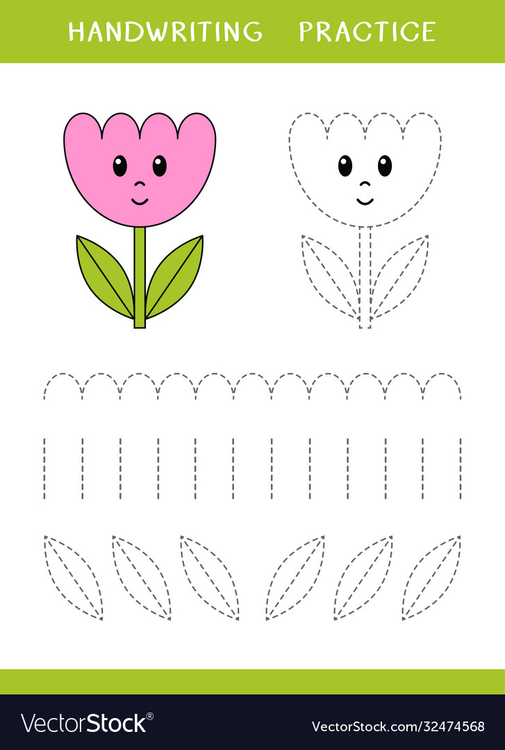 Handwriting practice sheet Royalty Free Vector Image