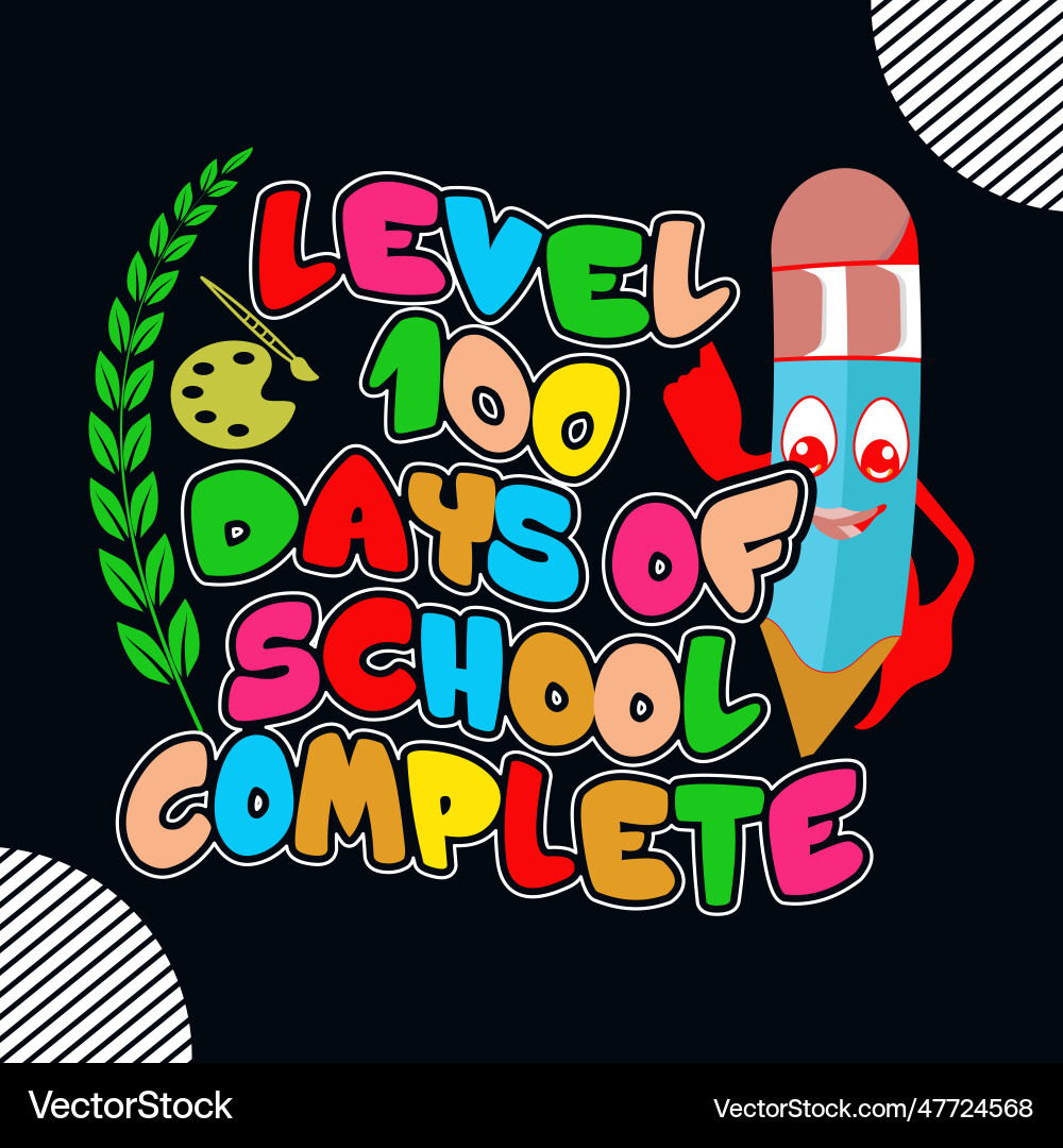 Level 100 days of school complete back Royalty Free Vector