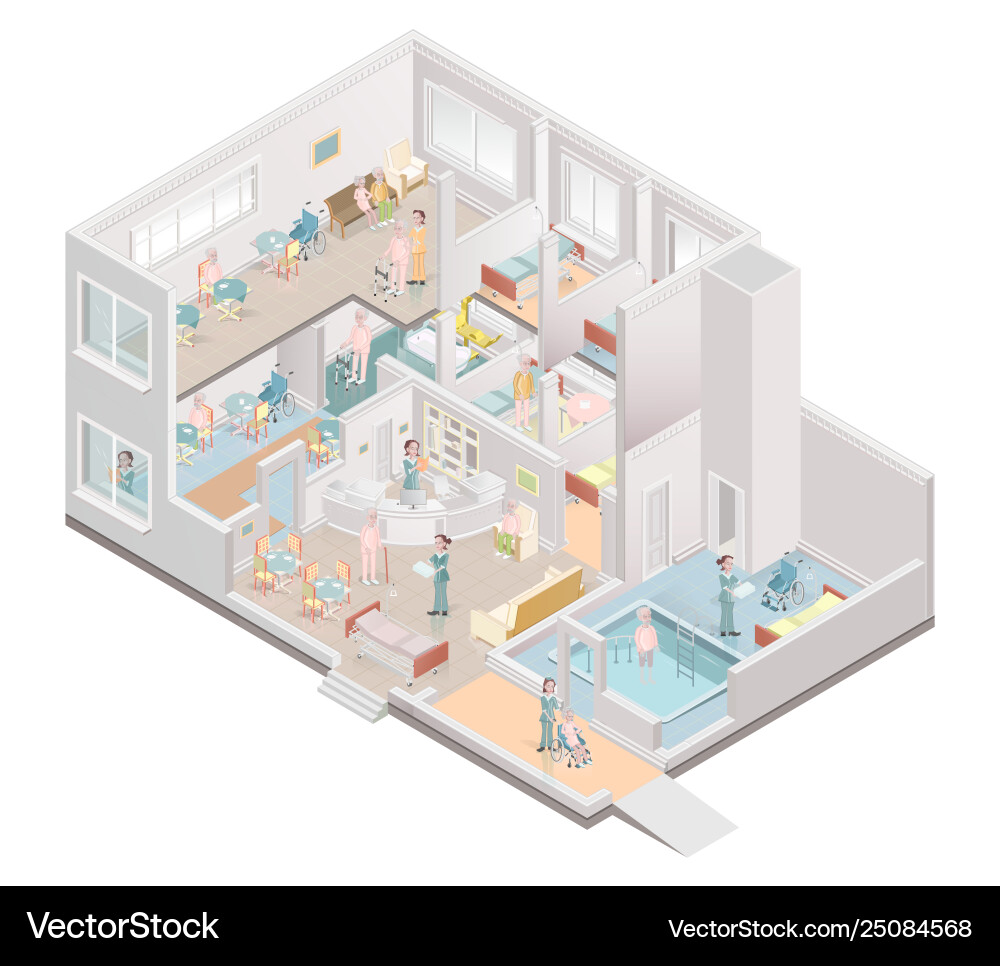 Nursing home assisted-living facility Royalty Free Vector