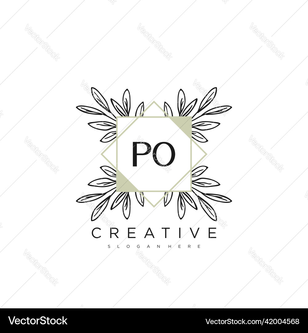 Po initial letter flower logo template premium art