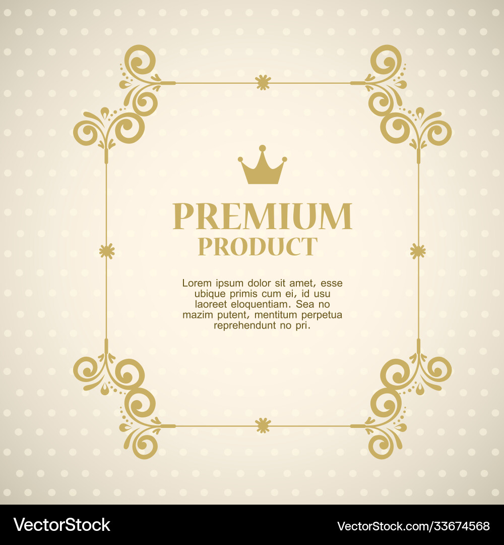 Premium product label in gold frame decorative Vector Image