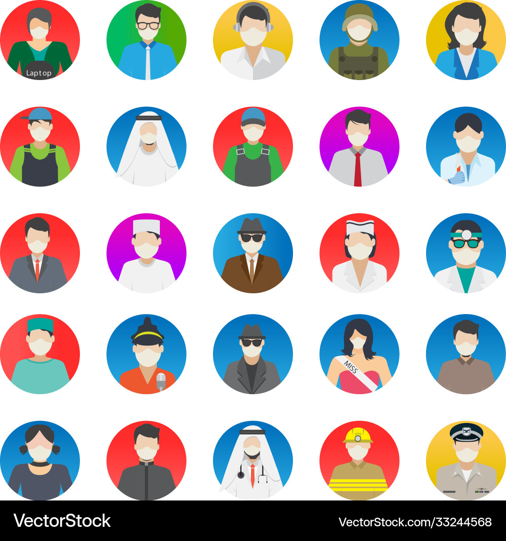 Professional avatar with wearing mask isolated ve Vector Image