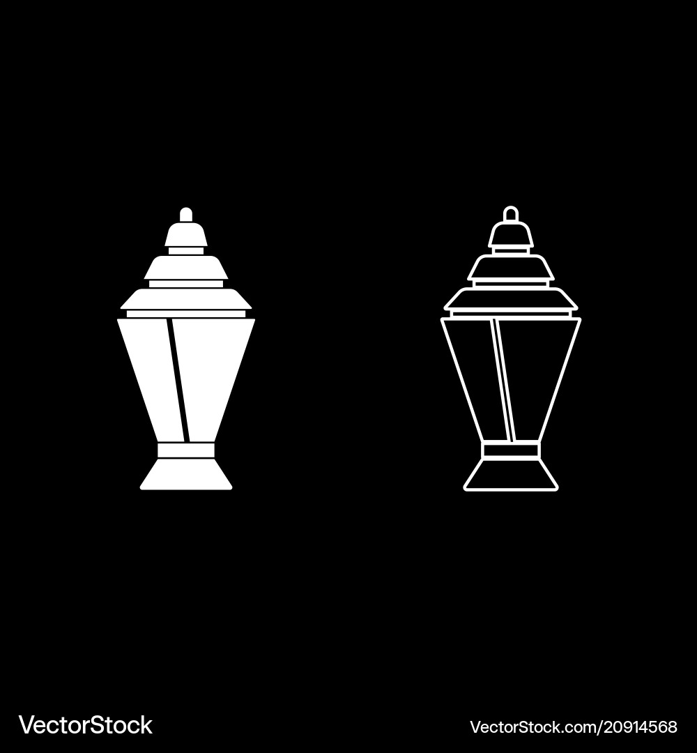 Ramadan kareem lantern or fanous icon set white Vector Image