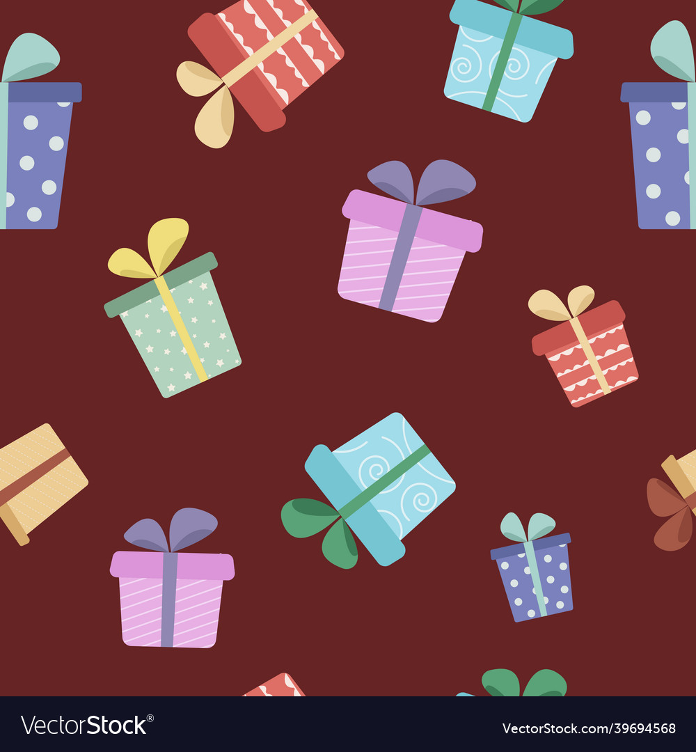 Seamless pattern gift boxes Royalty Free Vector Image