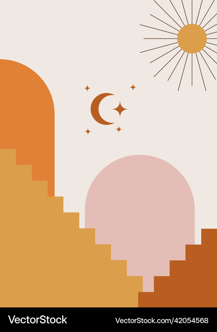 Unique shape colorful flat boho geometric neutral Vector Image