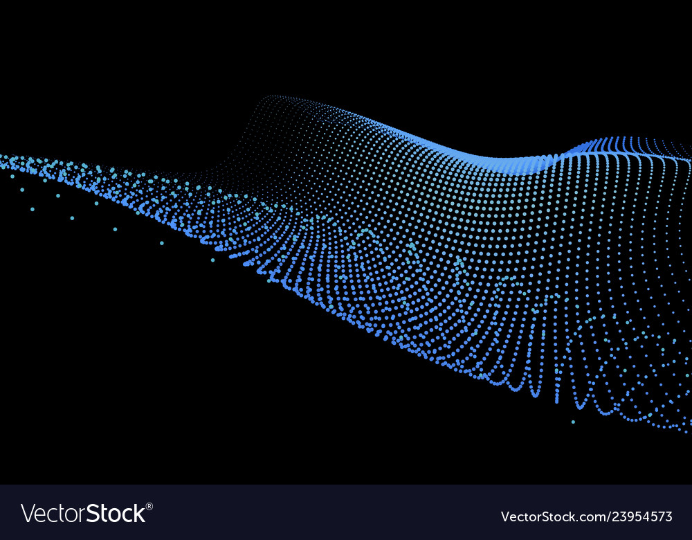 3d sea dots wave glowing stream background flow Vector Image