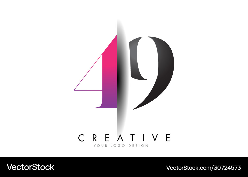 49 4 9 grey and pink number logo with creative Vector Image