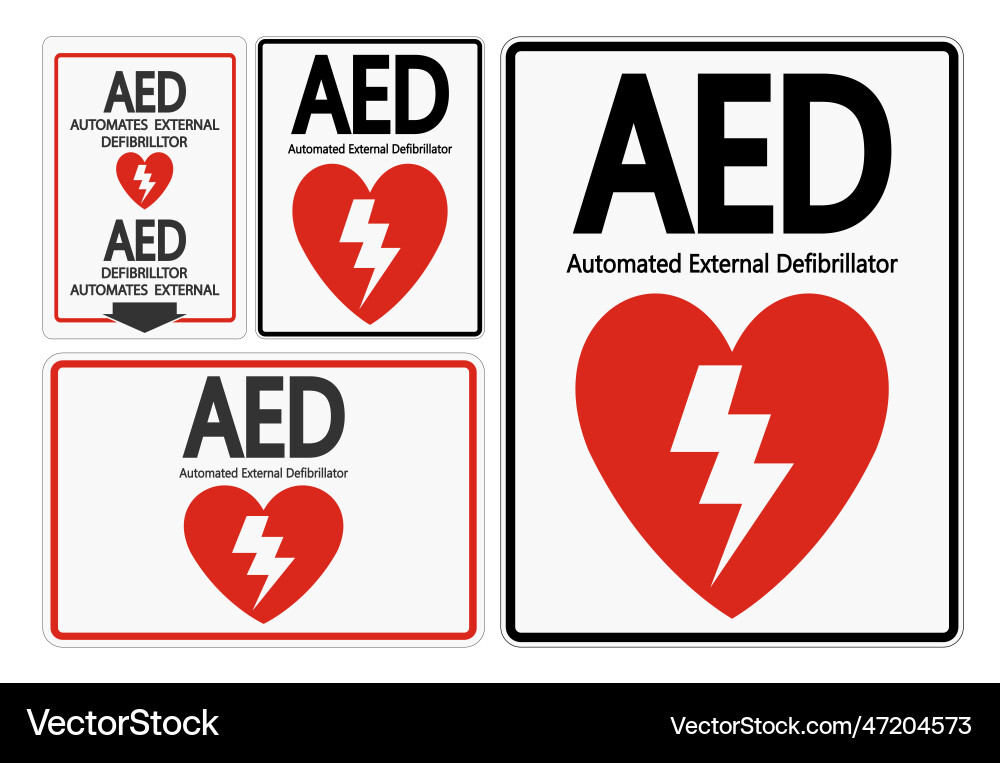 AED Sign Set - Medical Emergency Royalty Free Vector Image