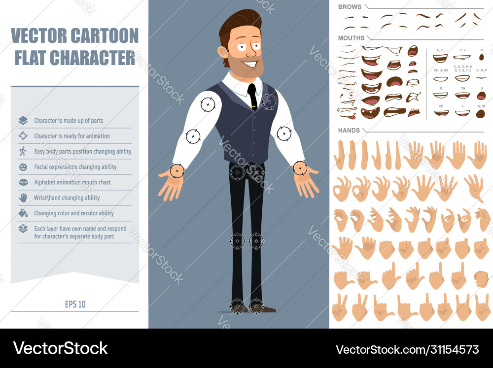 Cartoon strong muscular boy character set Vector Image