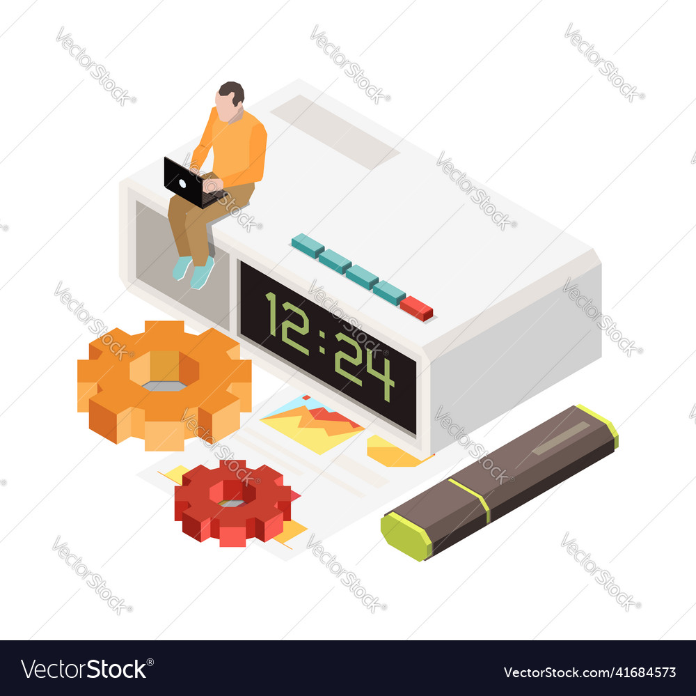 Electronic clock work composition Royalty Free Vector Image