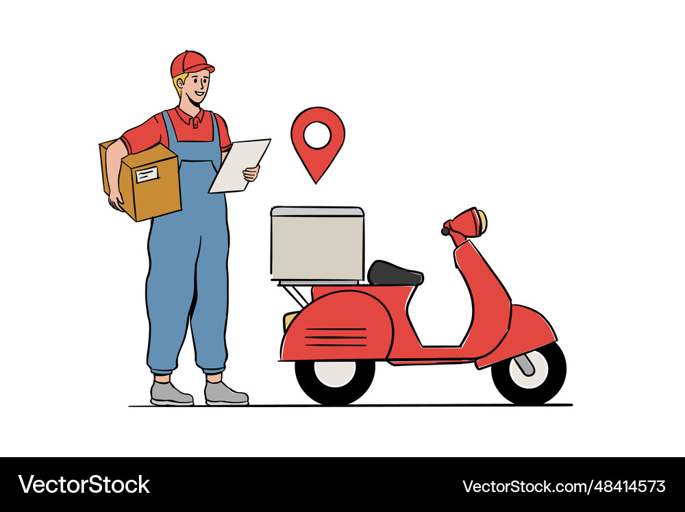 Fast and free delivery by scooter Royalty Free Vector Image