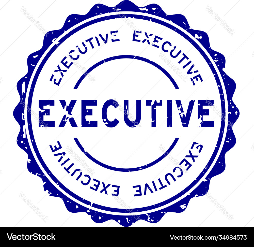 Grunge blue executive word round rubber seal Vector Image
