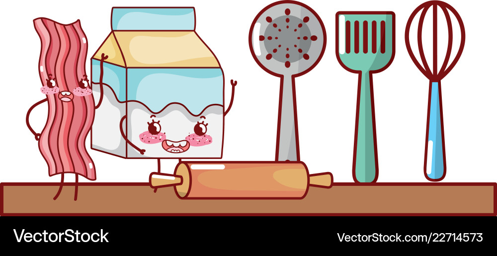 Kitchenware and ingredients cartoon Royalty Free Vector