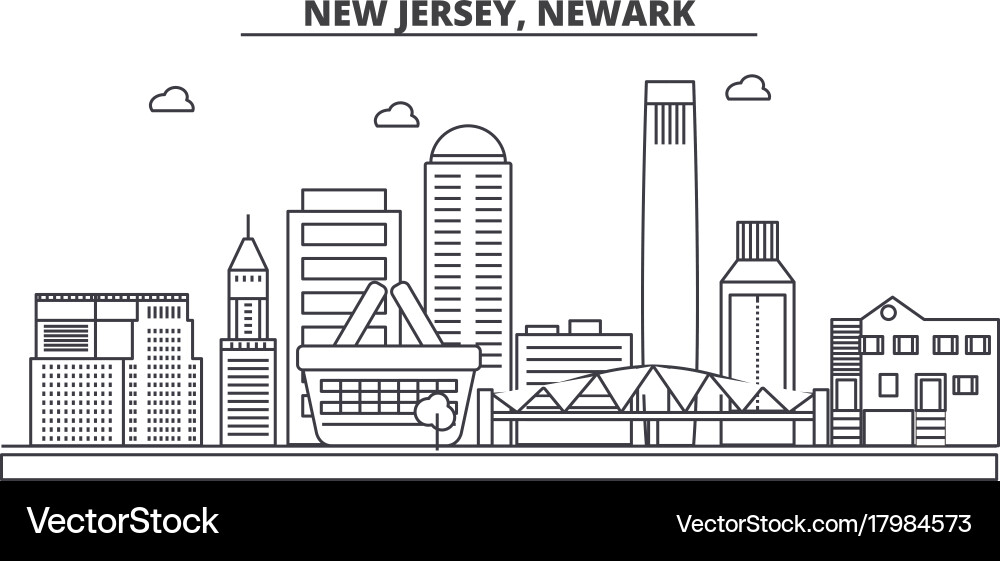 New jersey newark architecture line skyline Vector Image