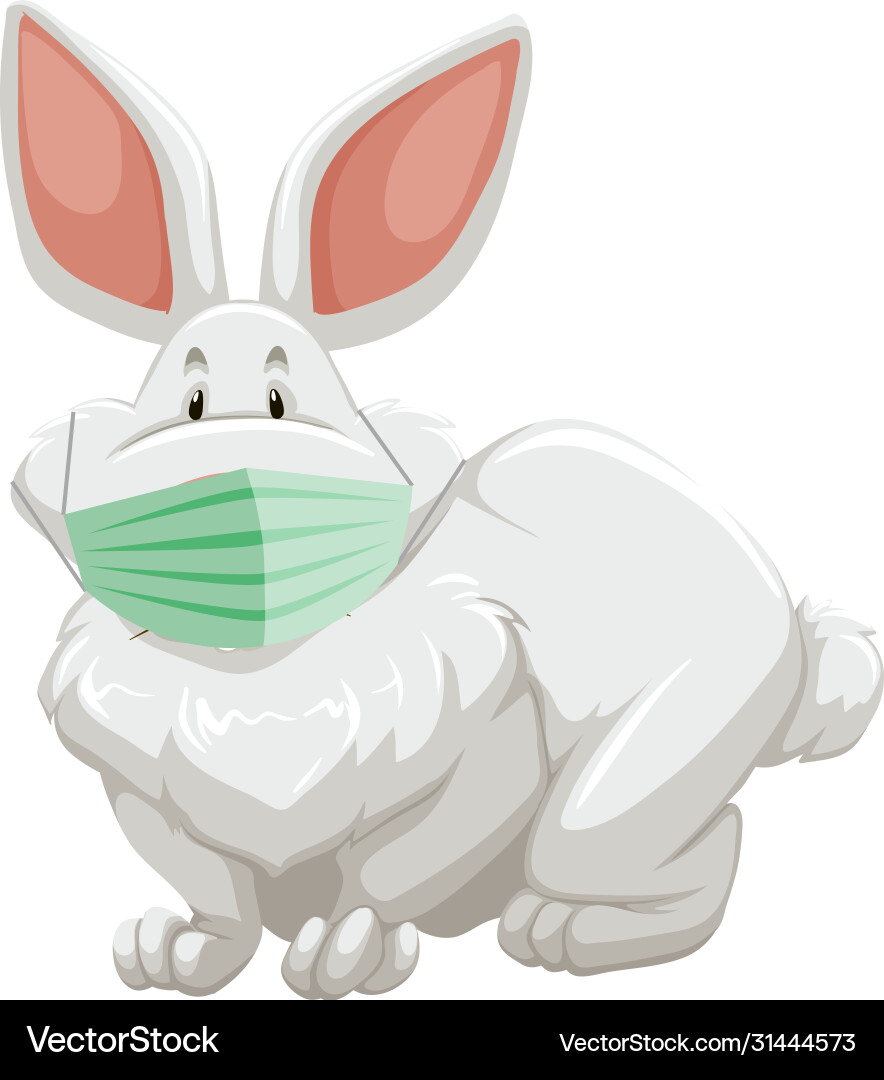 Rabbit cartoon character wearing mask Royalty Free Vector