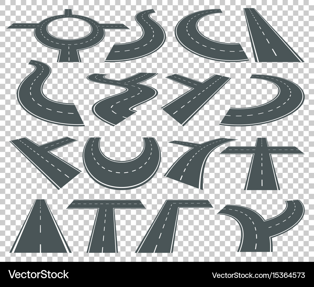 Set of different long transportation roads Vector Image
