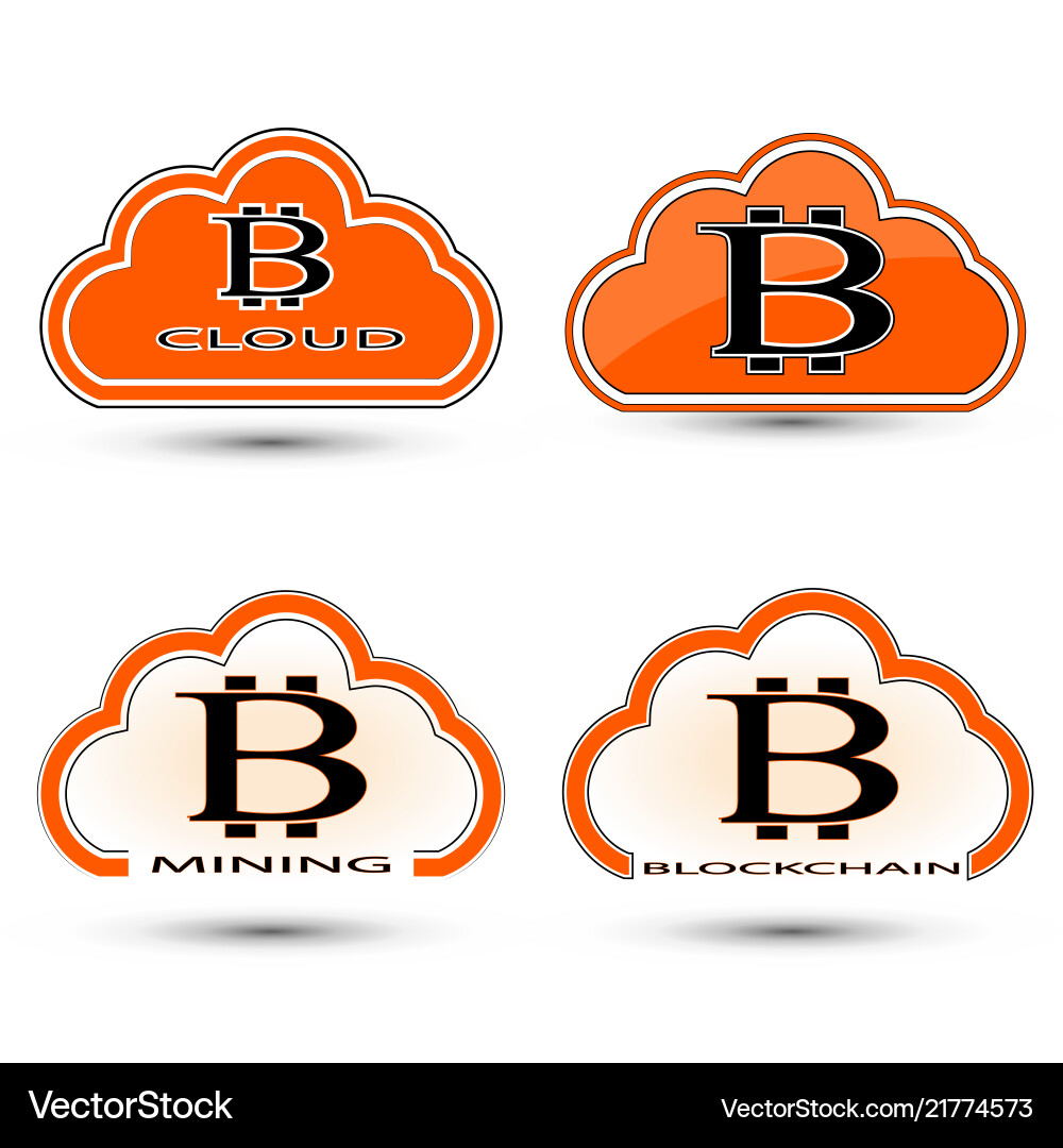 Set of simple icons a cloud with bitcoin Vector Image