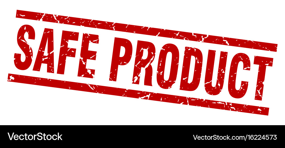 Square grunge red safe product stamp Royalty Free Vector