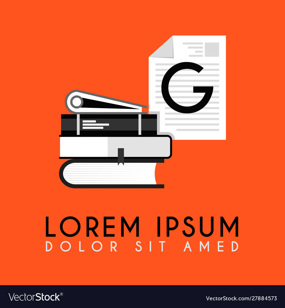 Stack books with additional initial g logo Vector Image