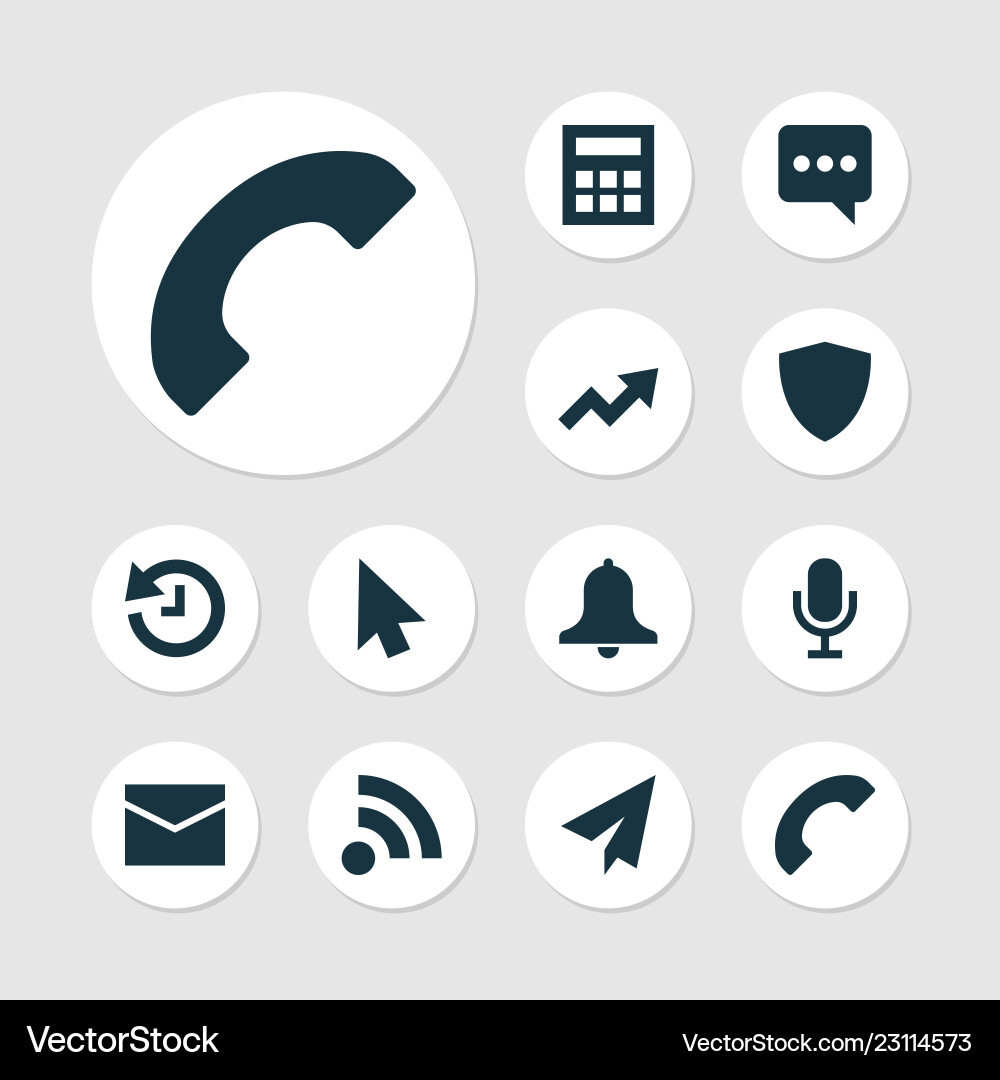 User icons set with audio call mail and other Vector Image