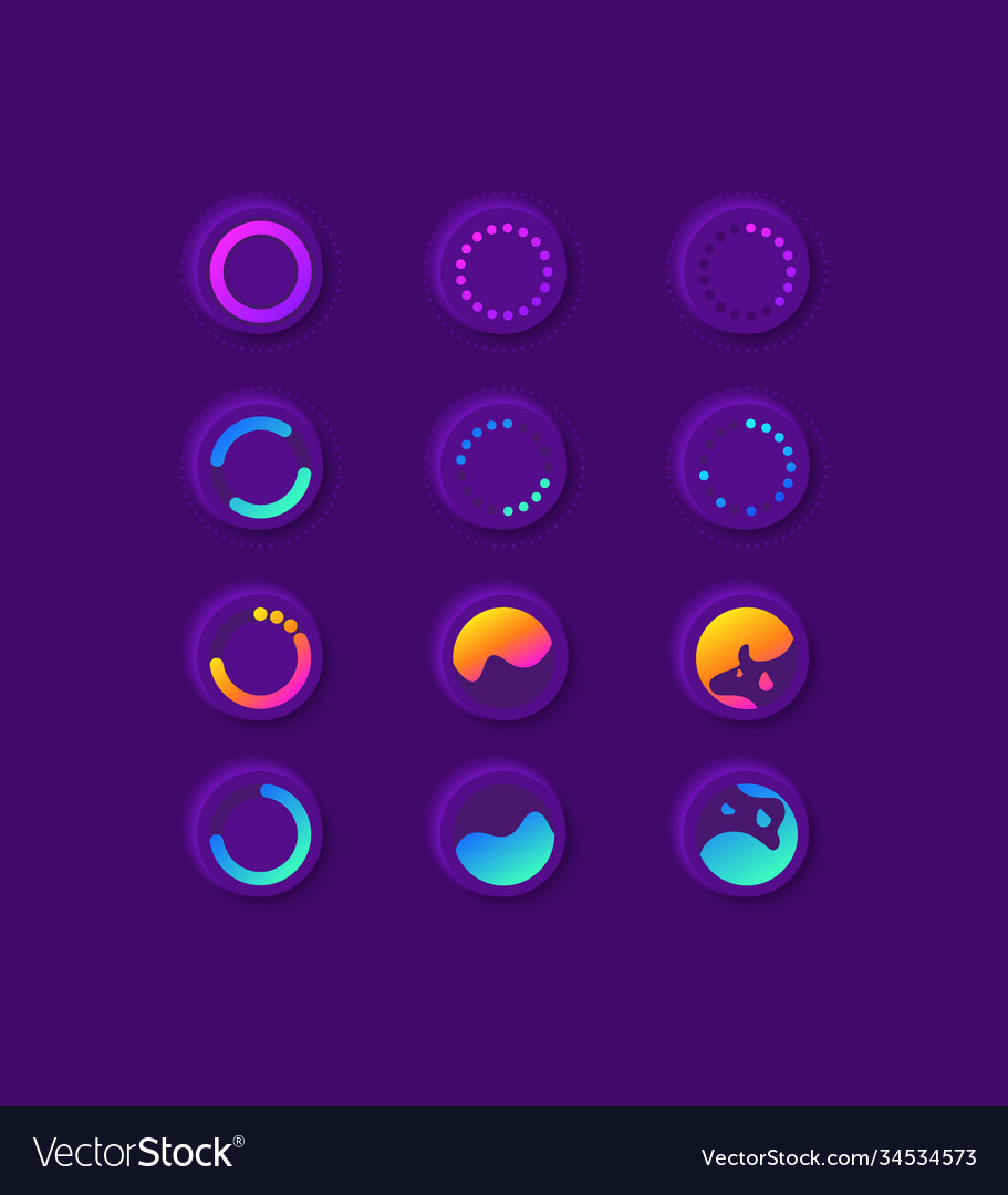 Waiting circles ui elements kit Royalty Free Vector Image