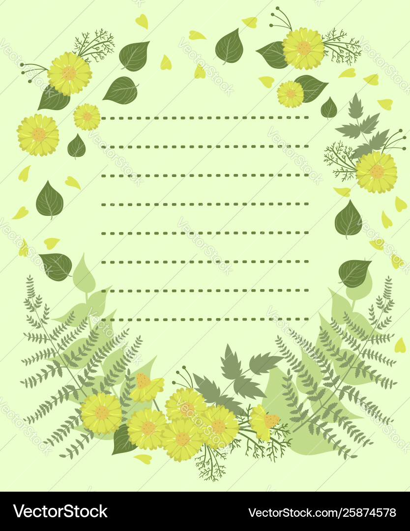 A blank with floral decoration and ruling Vector Image