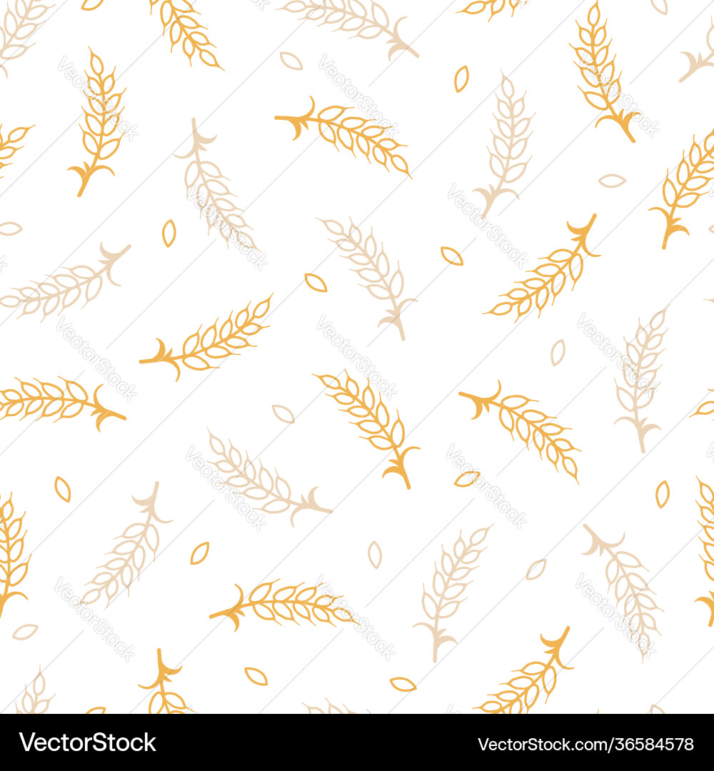 Abstract wheat crop graphic line art seamless Vector Image