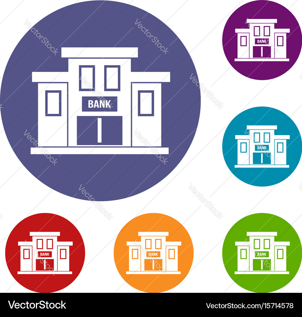 Bank building icons set Royalty Free Vector Image