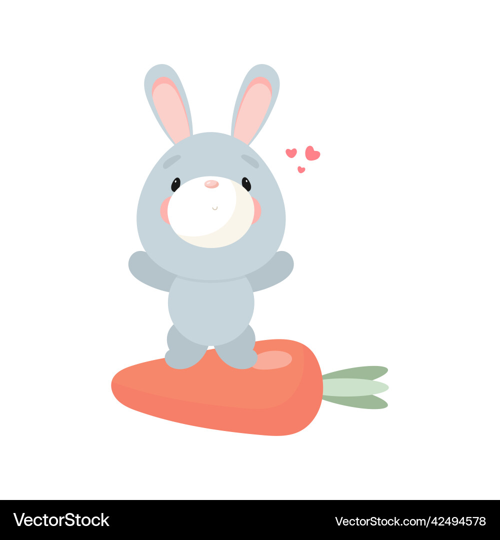 Cute rabbit with carrot cartoon style Royalty Free Vector