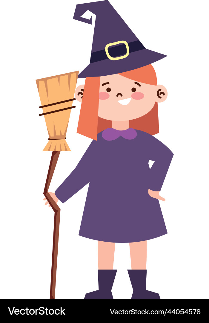 Girl with witch disguise Royalty Free Vector Image