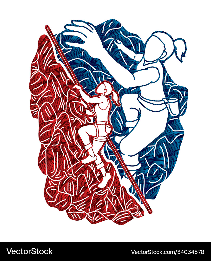 Group people hiker climbing mountain hiking Vector Image