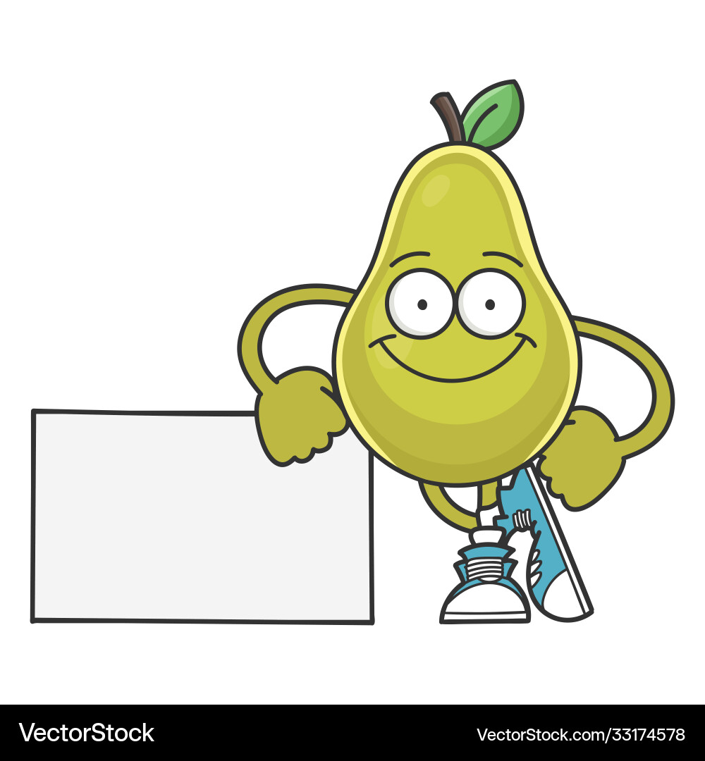 Happy smiling pear fruit cartoon character Vector Image