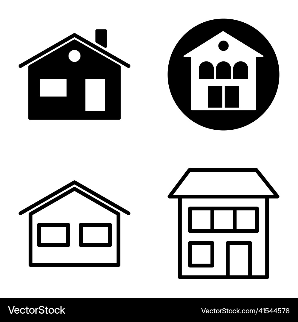 Houses flat icon set isolated on white background Vector Image
