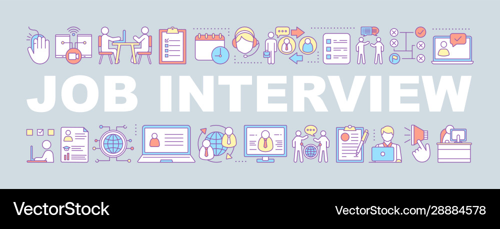 Job interview word concepts banner Royalty Free Vector Image