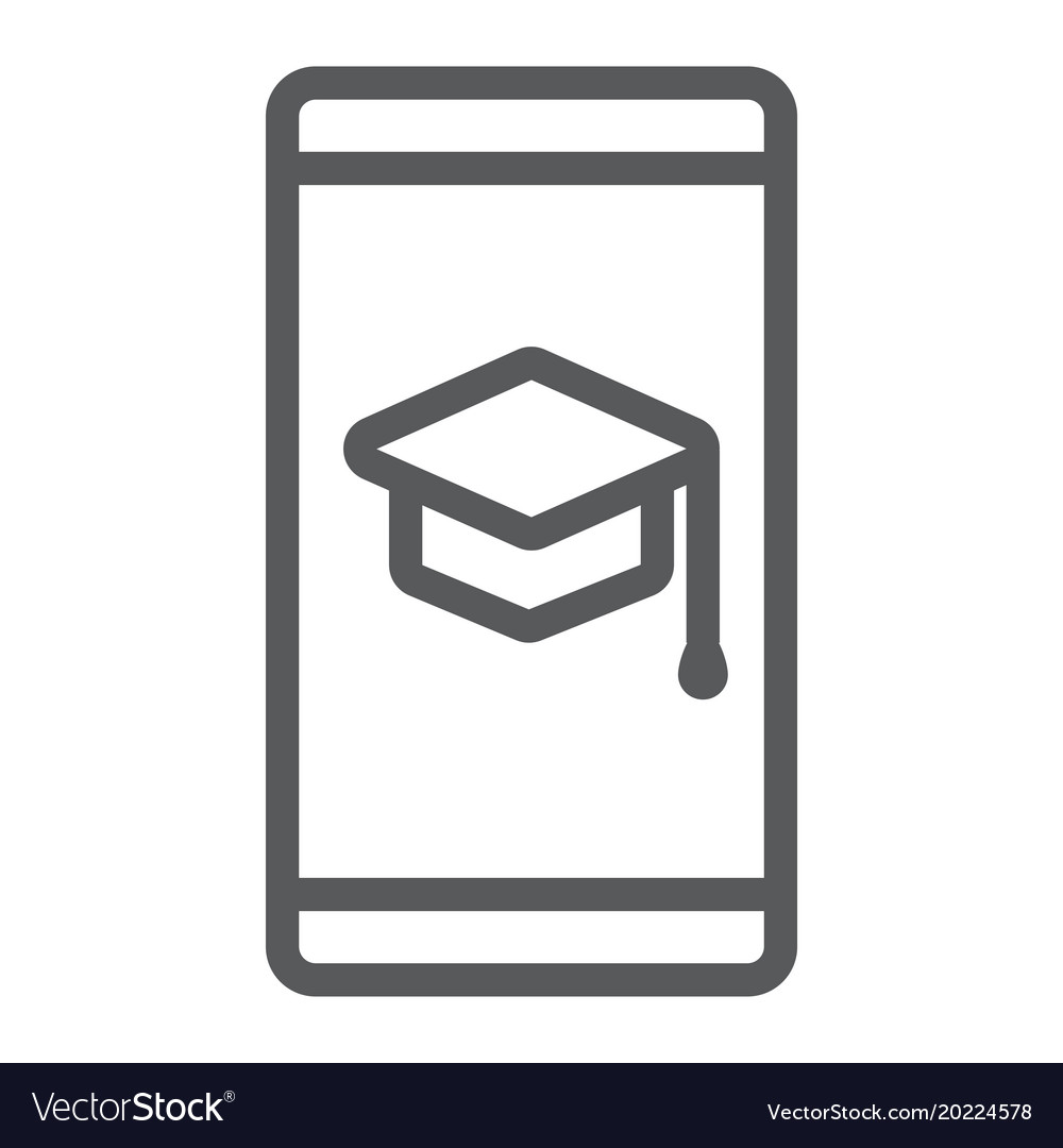 Mobile learning line icon e Royalty Free Vector Image