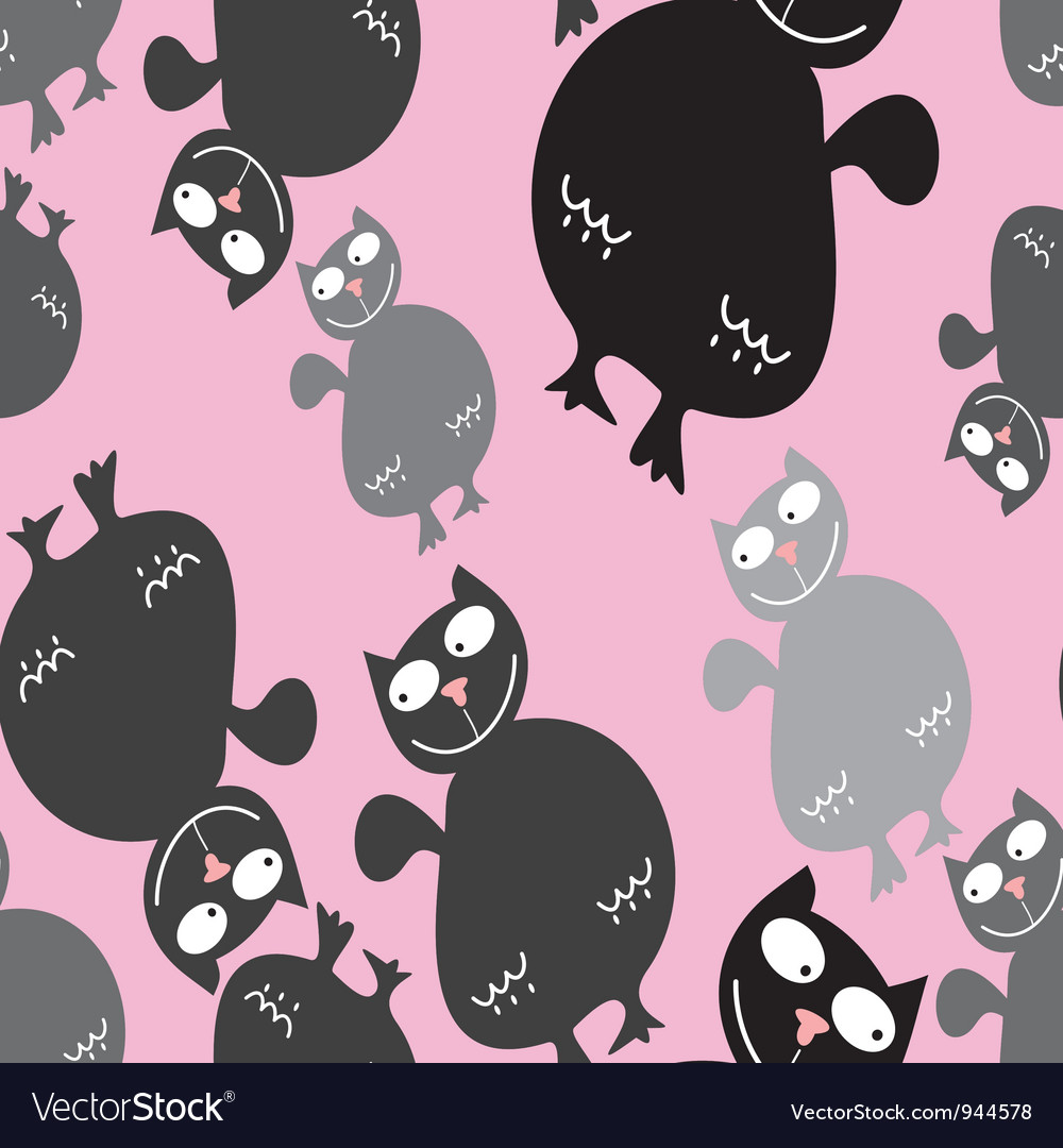 Seamless silly cat pattern Royalty Free Vector Image