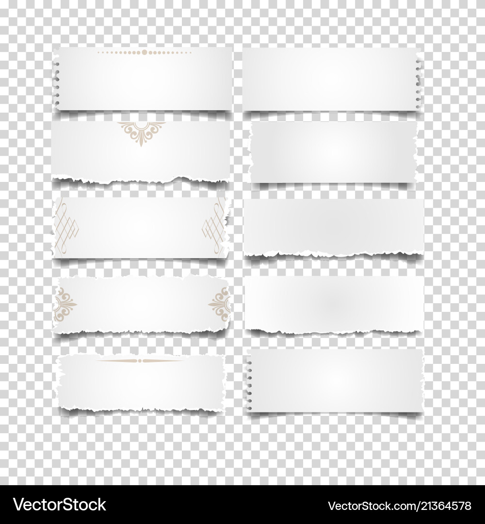 Set of white notes paper on transparent background