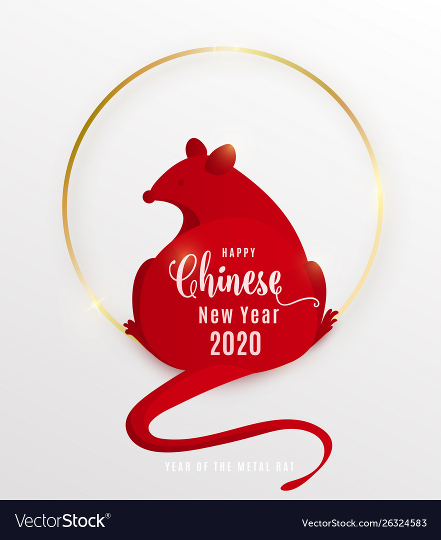 2020 rat happy chinese new year red mouse Vector Image