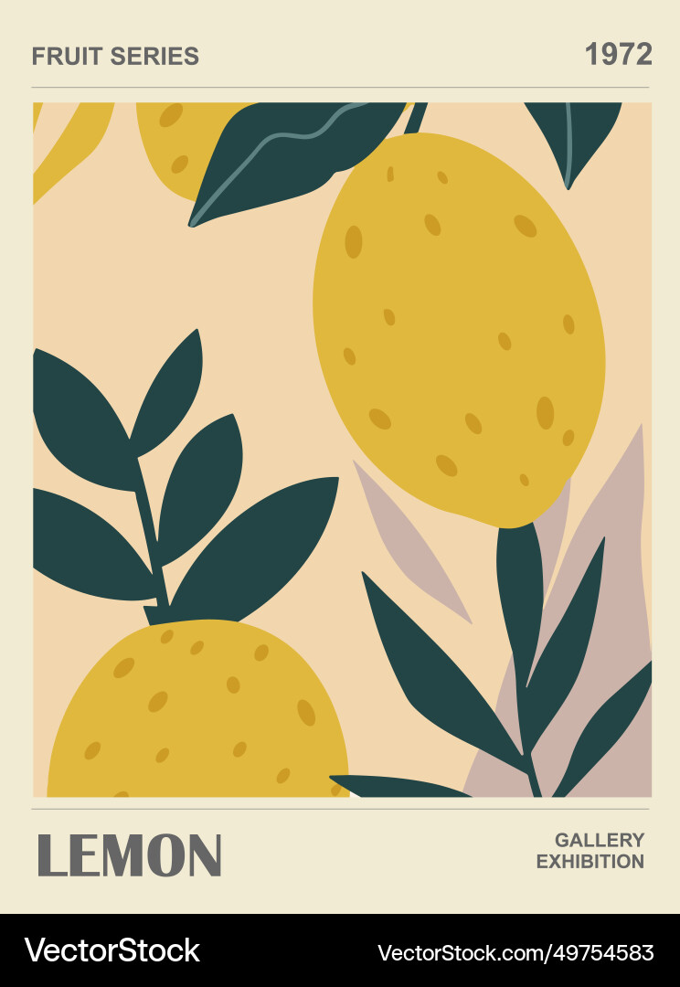 Abstract lemon fruit market retro poster Vector Image